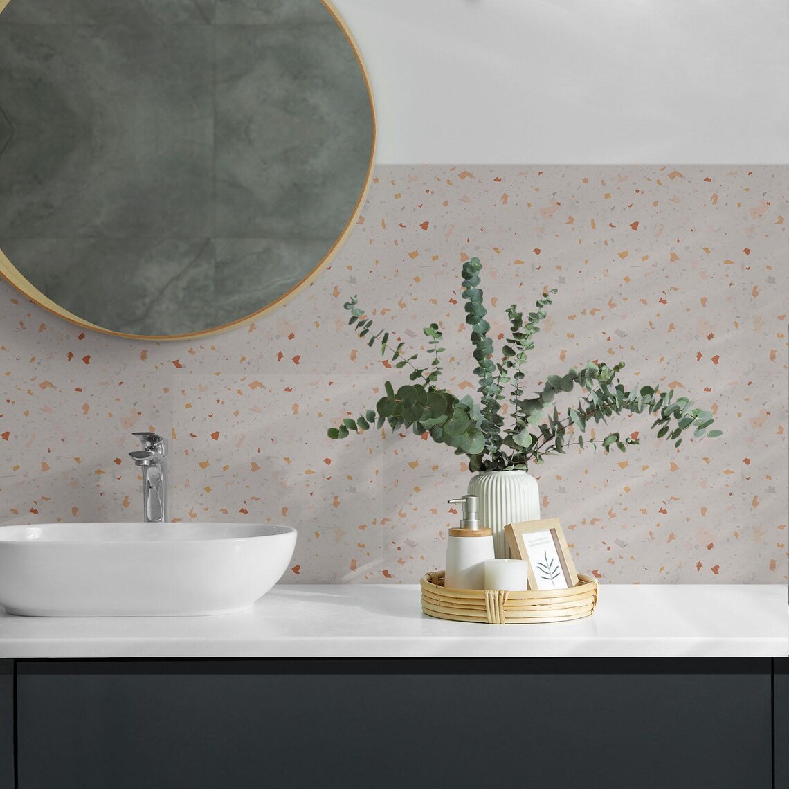 Abstract Terrazzo Pattern Tile Stickers, Creamy Peel and Stick Tiles ...