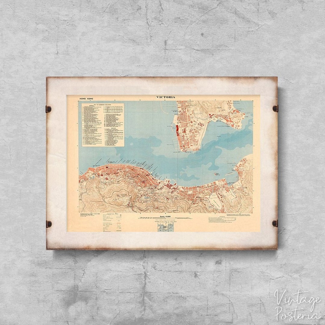 Old Map of Victoria Hong Kong Retro Poster, Retro Wall Decoration ...