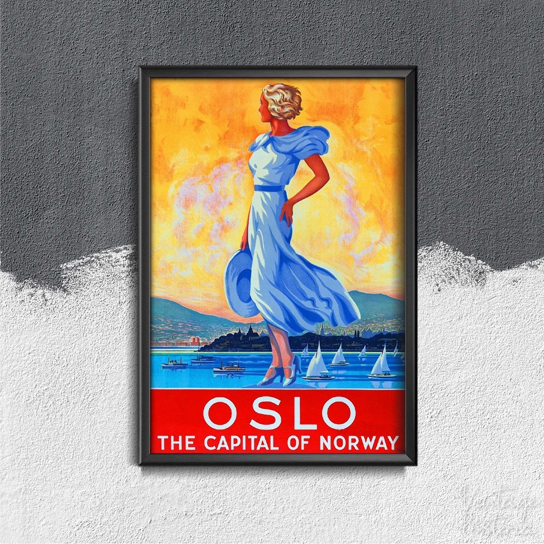 Retro Poster Oslo Norway Travel Poster Retro Poster, Self Adhesive ...