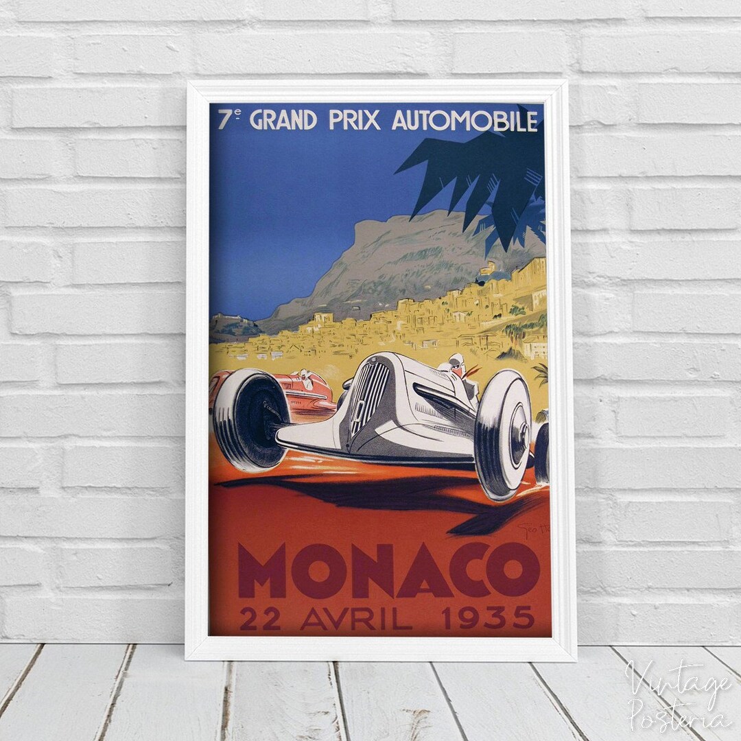 Retro Poster Grand Prix Automobile Monaco Retro Poster, Self Adhesive ...