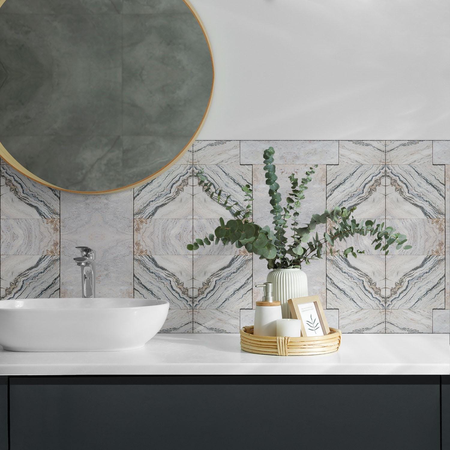 Natural Stone Panel Stickers, Gray Peel and Stick Panels, Splashback ...