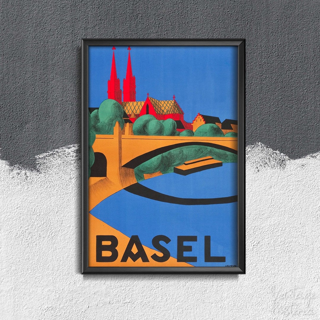 Basel Switzerland Travel Poster Retro Poster, Painting Print, Asia ...