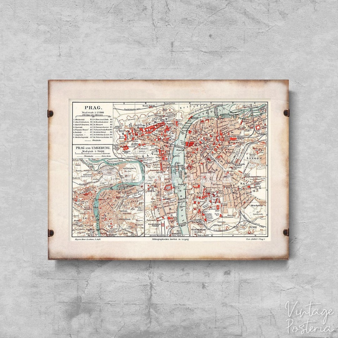 Old Map Praga Retro Poster, Retro Poster, Old Maps, Old Art #788 - Etsy