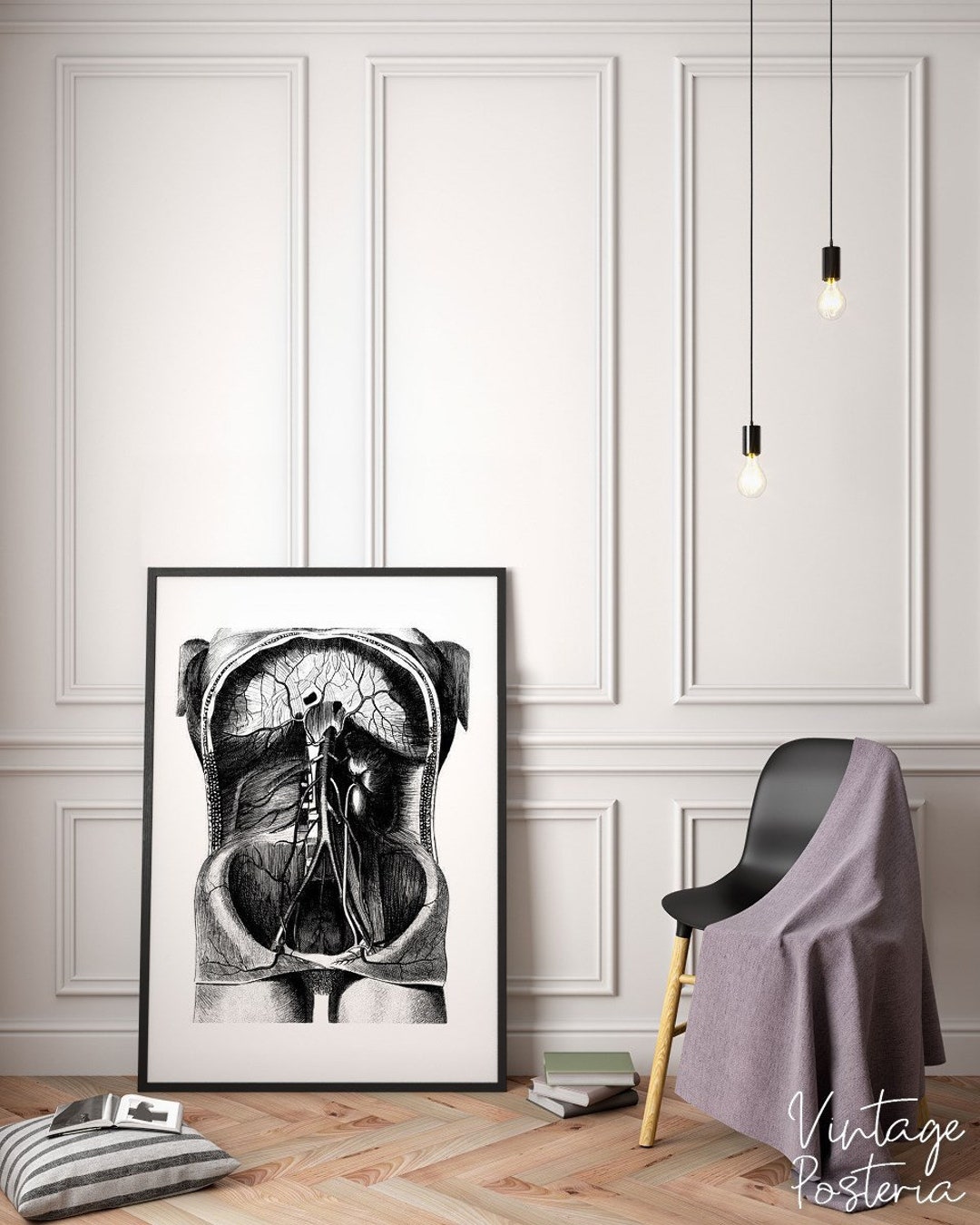 Anatomical Print Human Body Retro Poster, Cotton Canvas, Educational ...