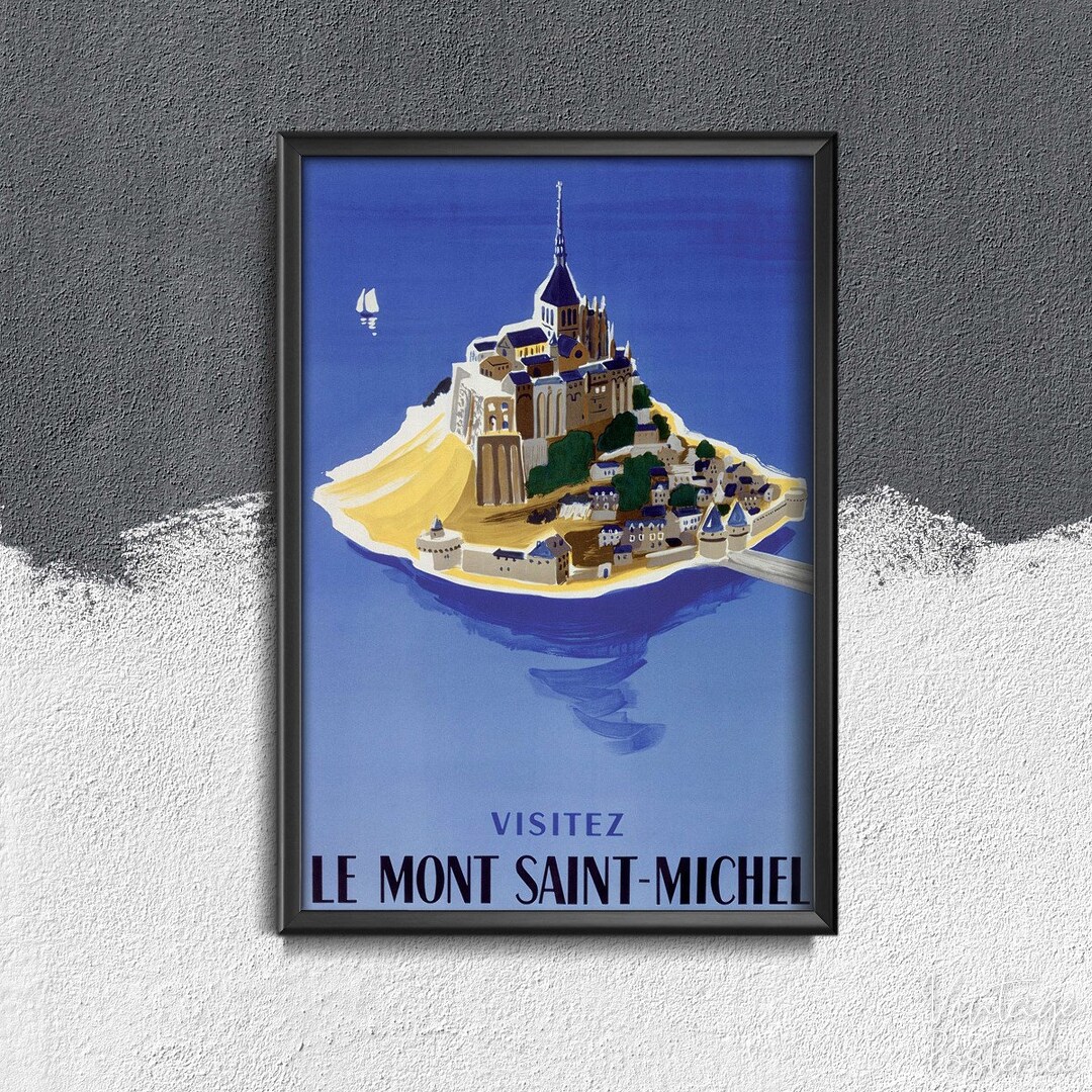 Mont Saint Michel French Poster Travel Retro Poster, Art Print, Summer ...
