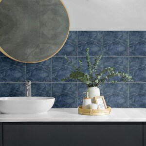 Natural Stone Pattern Tile Stickers, Navy Peel and Stick Tiles, Tile ...