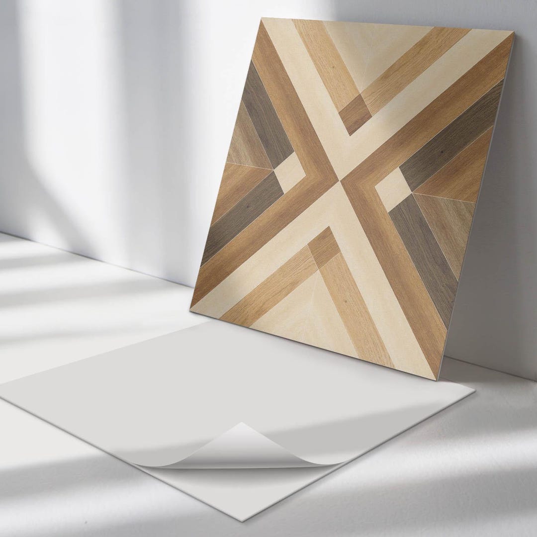 Geometric Checkered Pattern Tile Stickers, Brown Removable Tiles, Tile ...