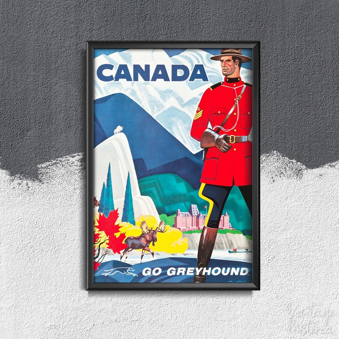 Canada Go Greyhound Travel Poster Retro Poster, Wall Hanging, Asia ...