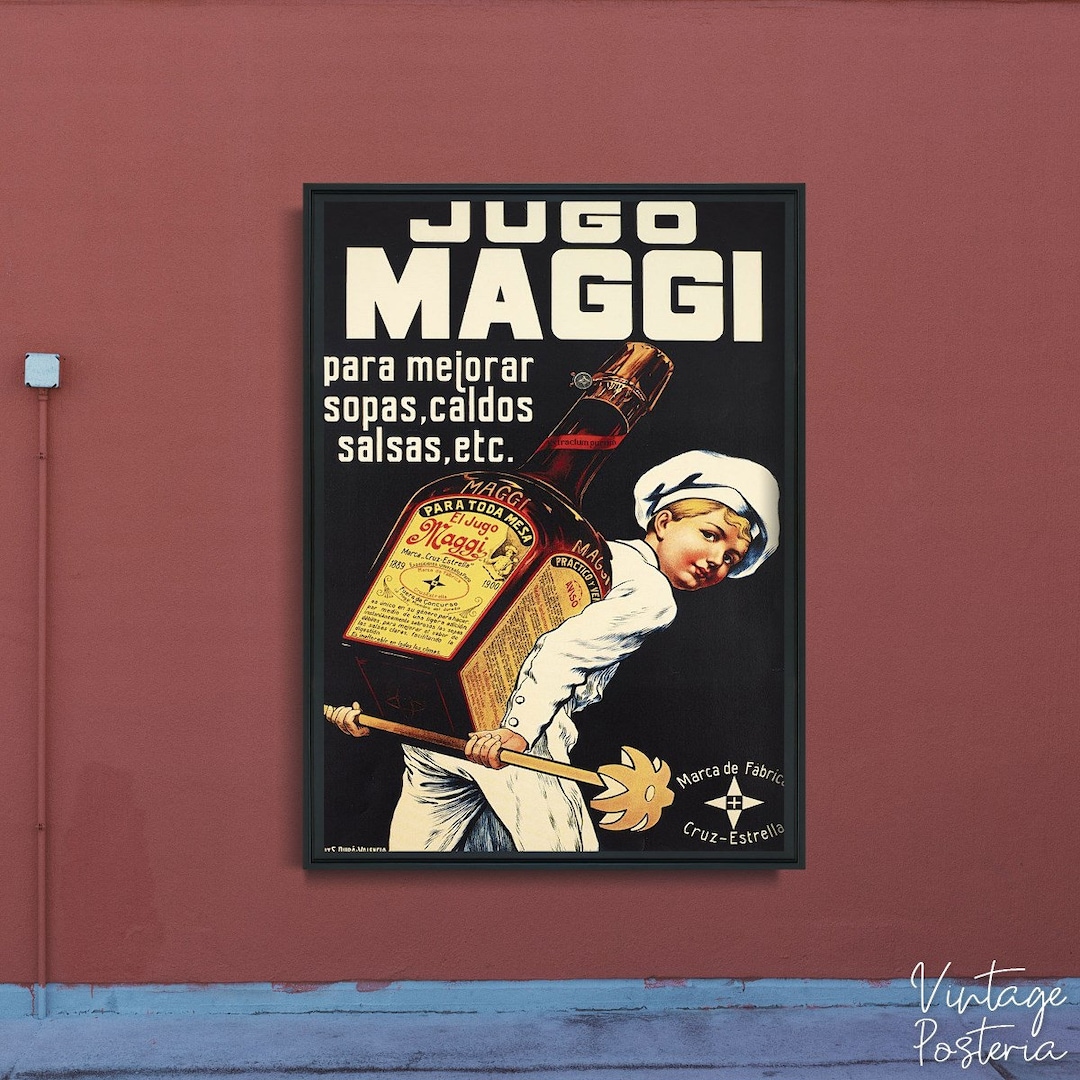 Retro Maggi Seasoning Sauce Print Retro Poster, Wall Hanging, Wine ...