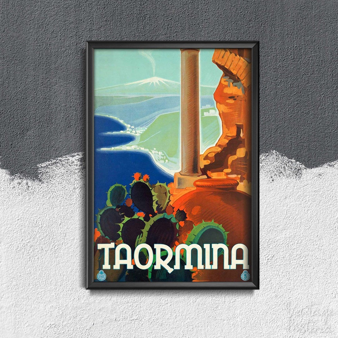 Taormina Italy Travel Poster Retro Poster, Retro Wall Decoration ...