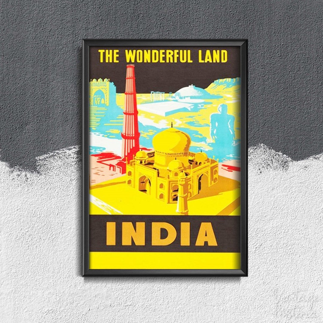 India the Wonderful Land Travel Poster Retro Poster, Retro Print ...