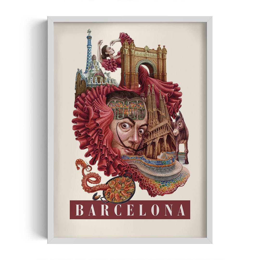 Art Print Barcelona, Barcelona City Wall Art, City Art Frame, Barcelona ...