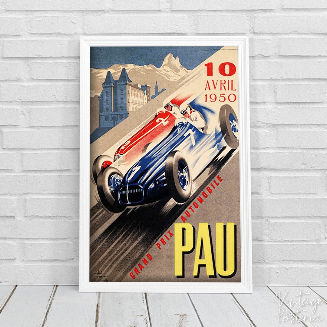 Grand Prix Automobile PAU Retro Poster Retro Poster, Self Adhesive ...