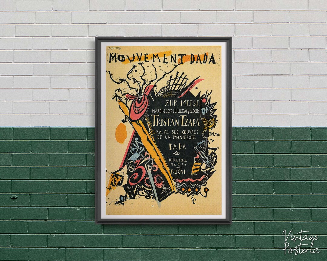 Mouvement Dada, Retro Poster, Doodle and Abstract, Yellow and Black ...
