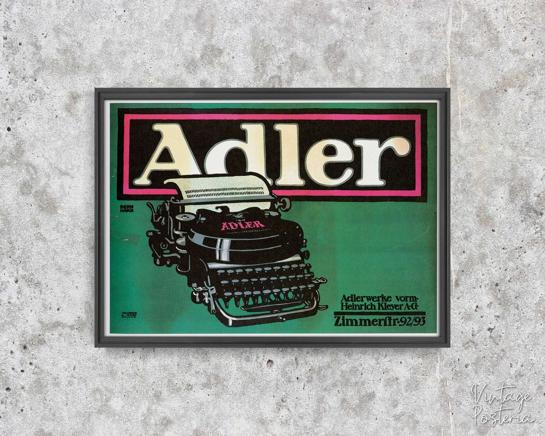 Adler II, Retro Poster, Typewriter and Typography, Green and Black ...