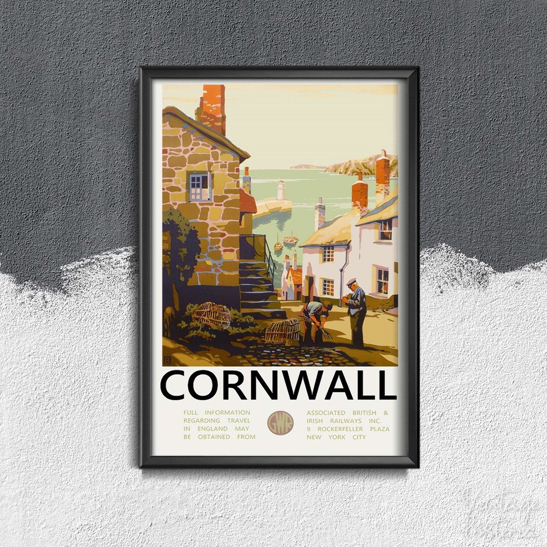 Cornwall Travel Poster Retro Poster, Modern Print, Asia Travel Print ...