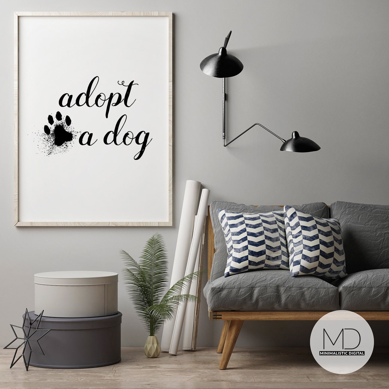 Adopt a dog Definition Print calligraphy Decor Modern | Etsy