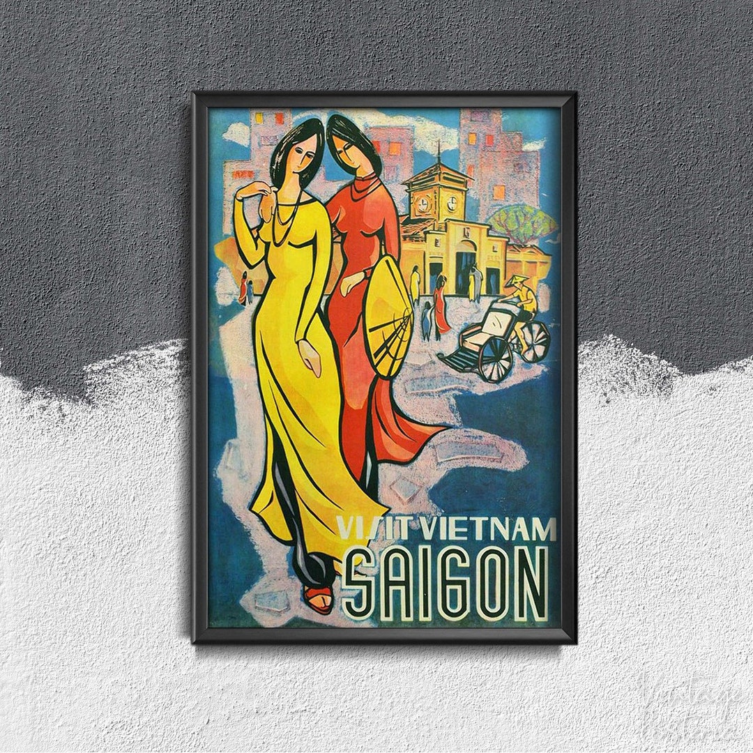 Visit Vietnam Sagon Travel Poster Retro Poster, Cotton Canvas, Tourism ...