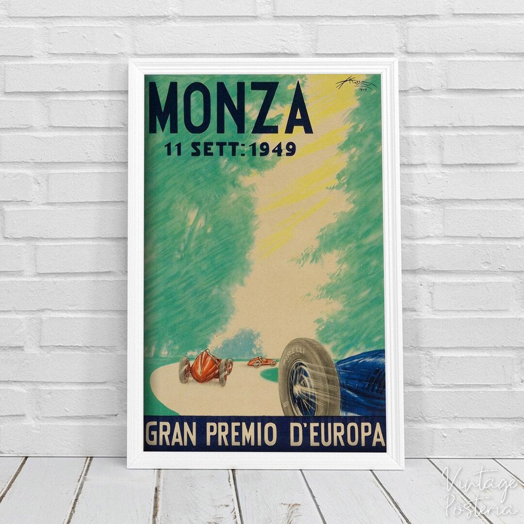 Retro Poster Grand Prix Monza Gran Premio D’europa Retro Poster, Wall ...