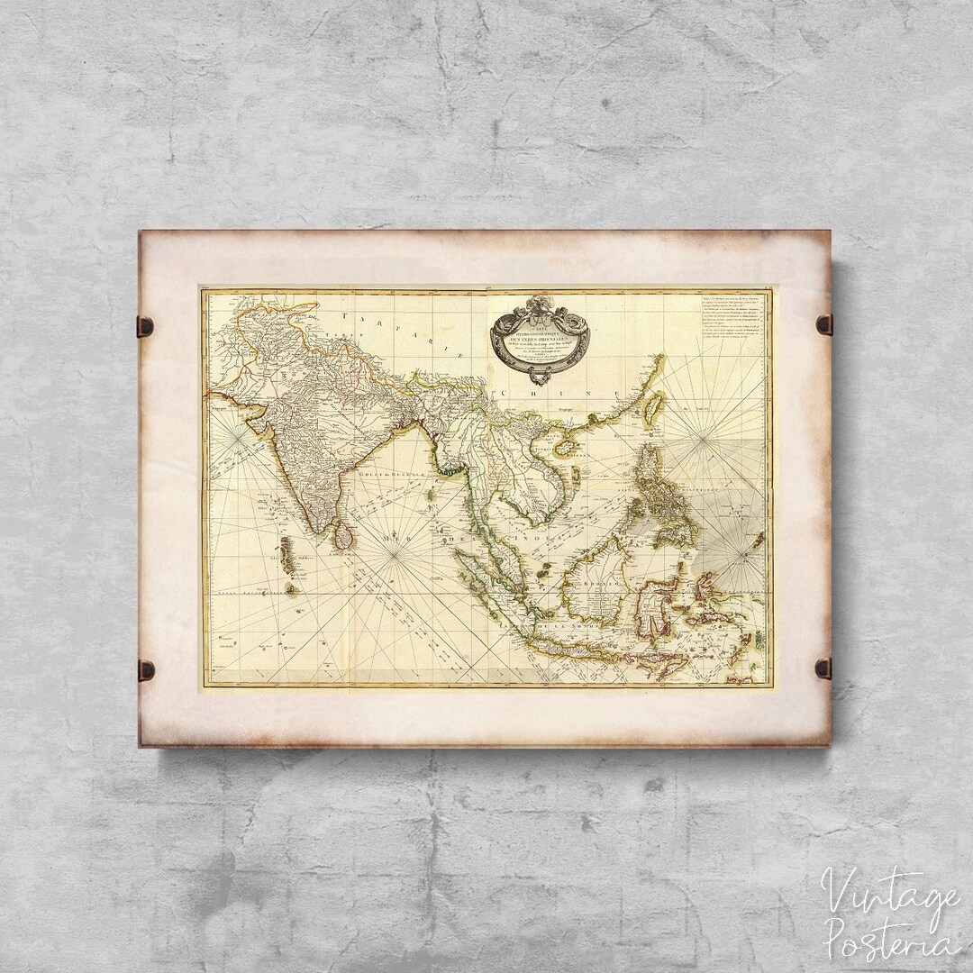 Old Map of South East Asia Retro Poster, Aesthetic Wall Hangings ...