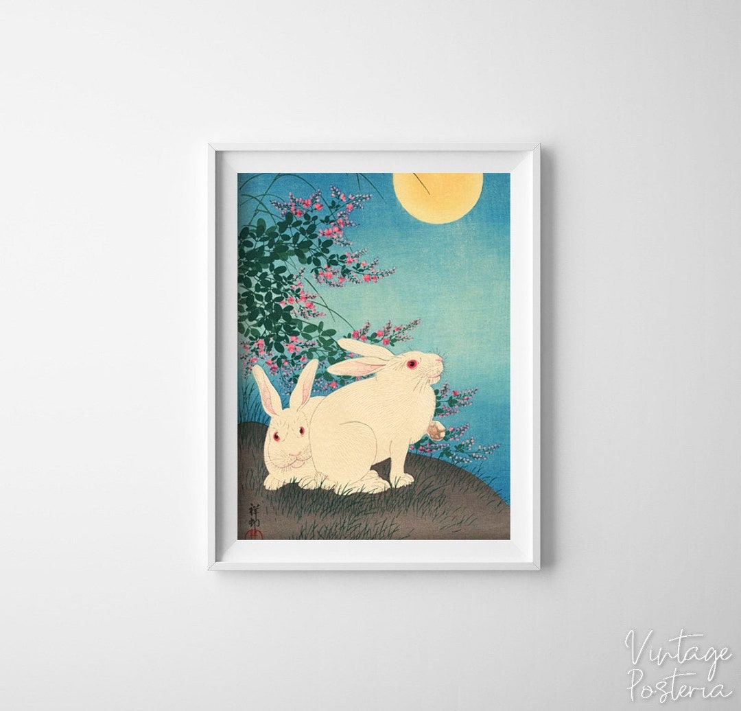 Ohara Koson Rabbit Ukiyo-e Retro Poster, Painting Print, Japanese Art ...