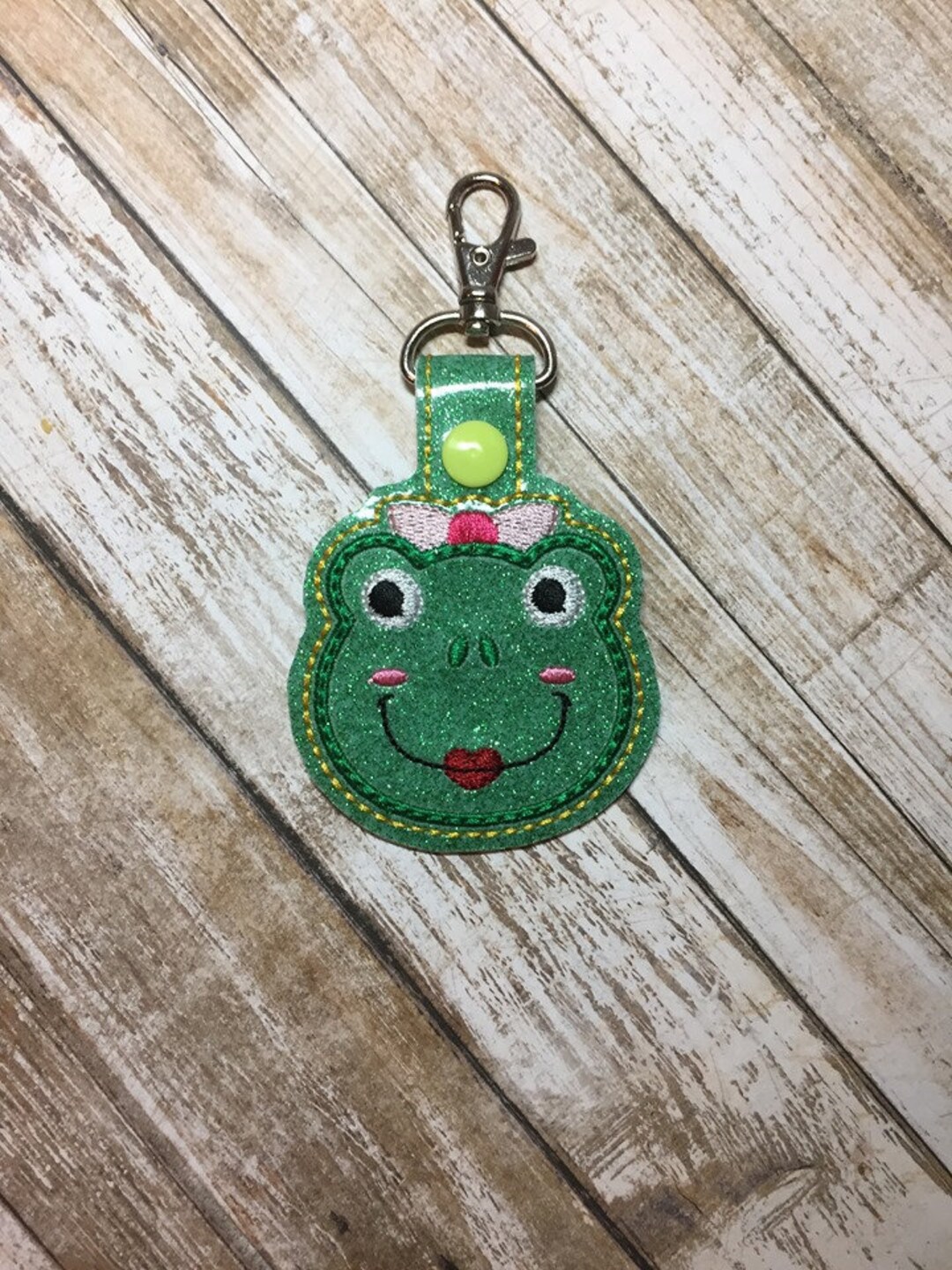 Frog Snap Tab Key Fob ITH Machine Embroidery Designs Digital File ...