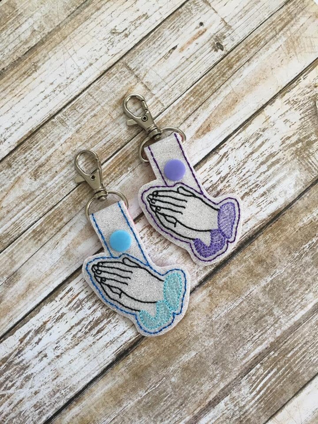 Praying Hands Snap Tab Key Fob Machine Embroidery Design Digital File ...