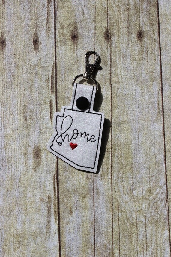 Arizona State Snap Tab Key Fob ITH Machine Embroidery Designs | Etsy