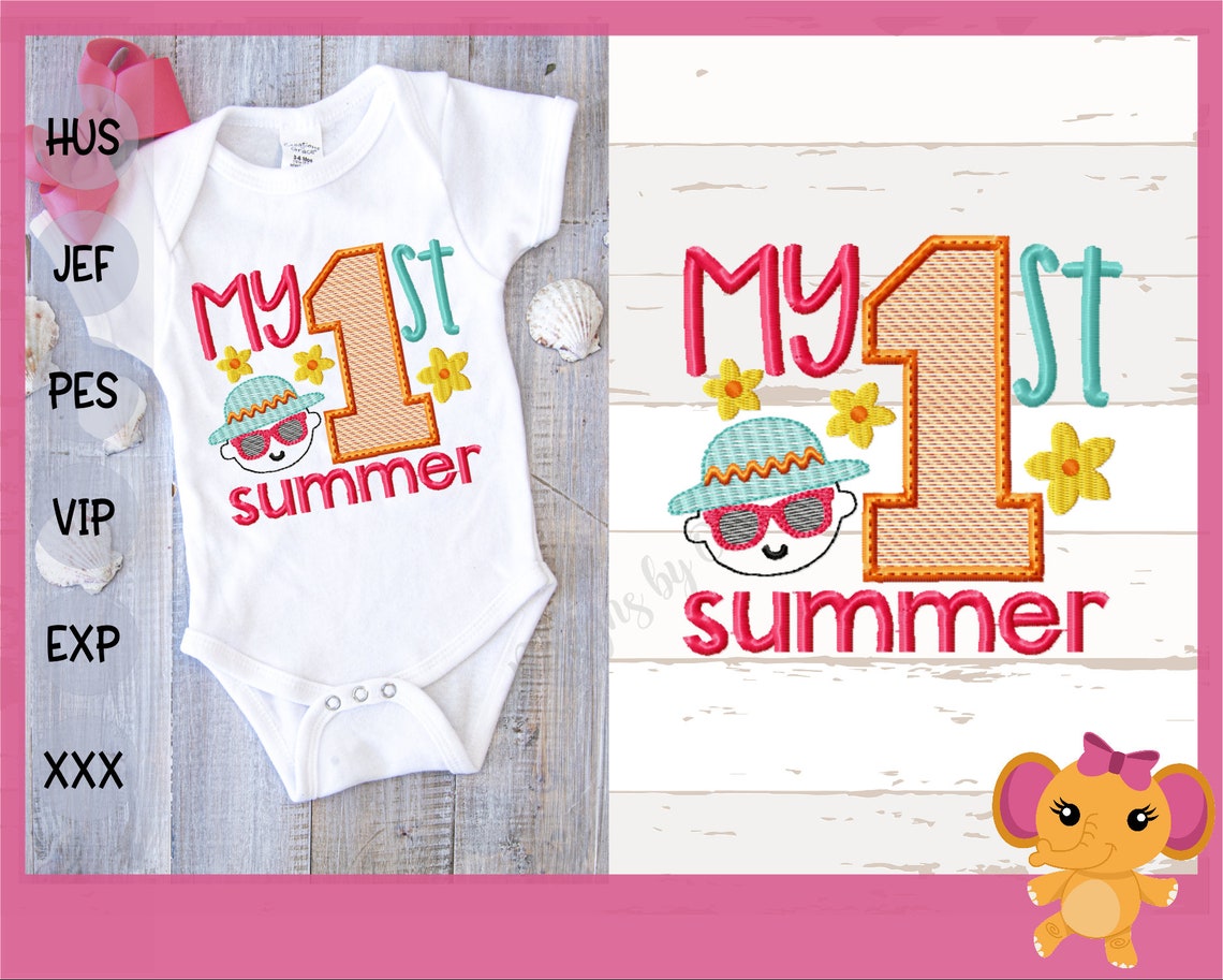 1st Summer Machine Embroidery Design Digital File - Etsy