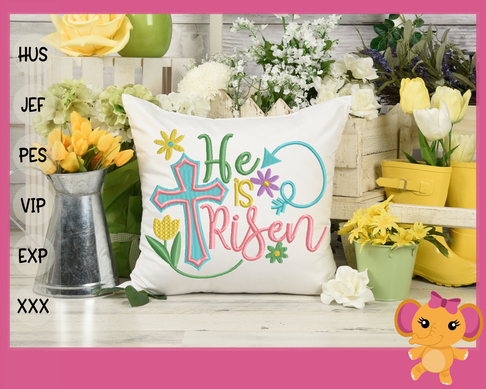 He is Risen Bible Verse Easter Cross Machine Embroidery Design - Etsy