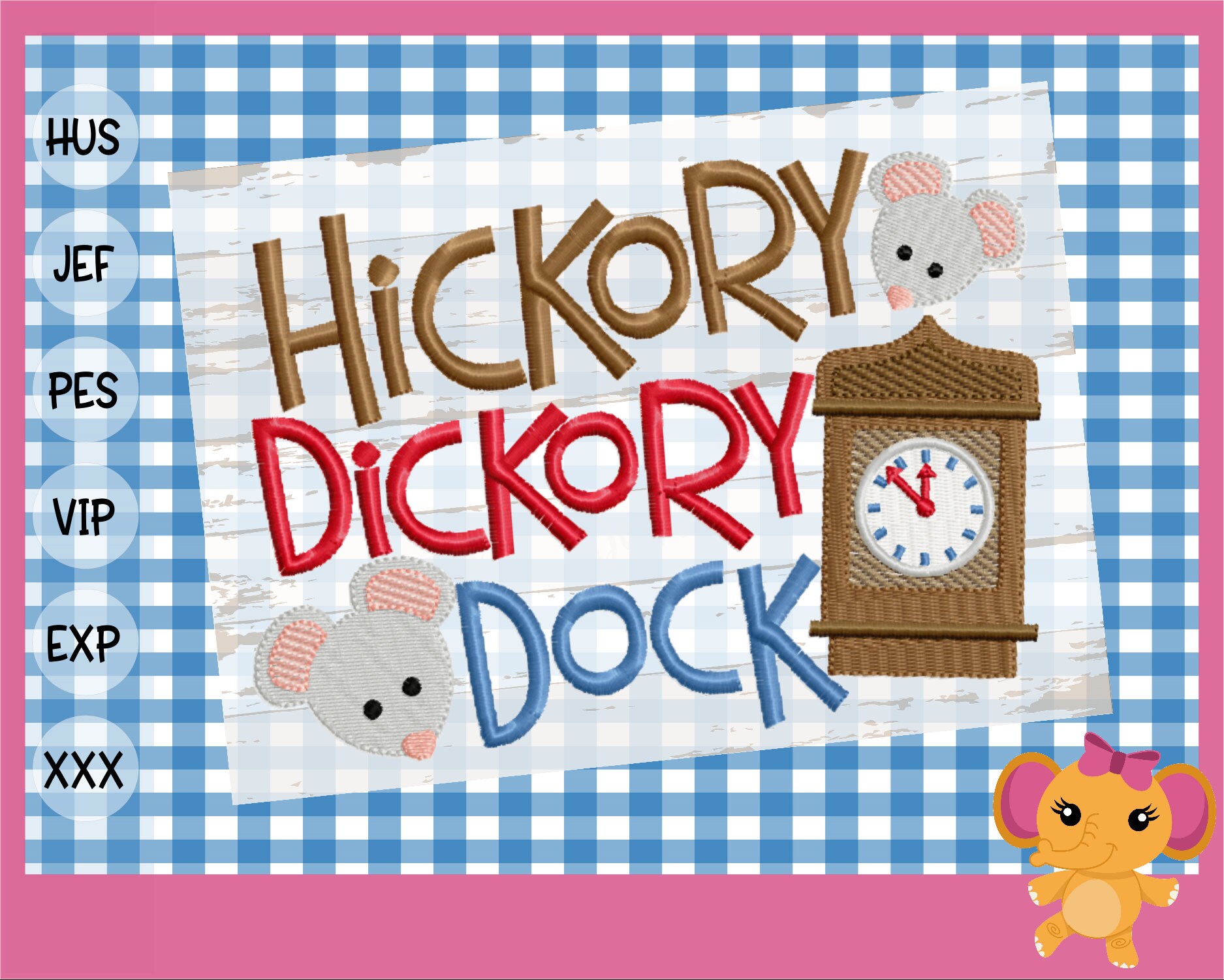 Hickory Dickory Dock Nursery Rhyme Machine Embroidery Designs | Etsy