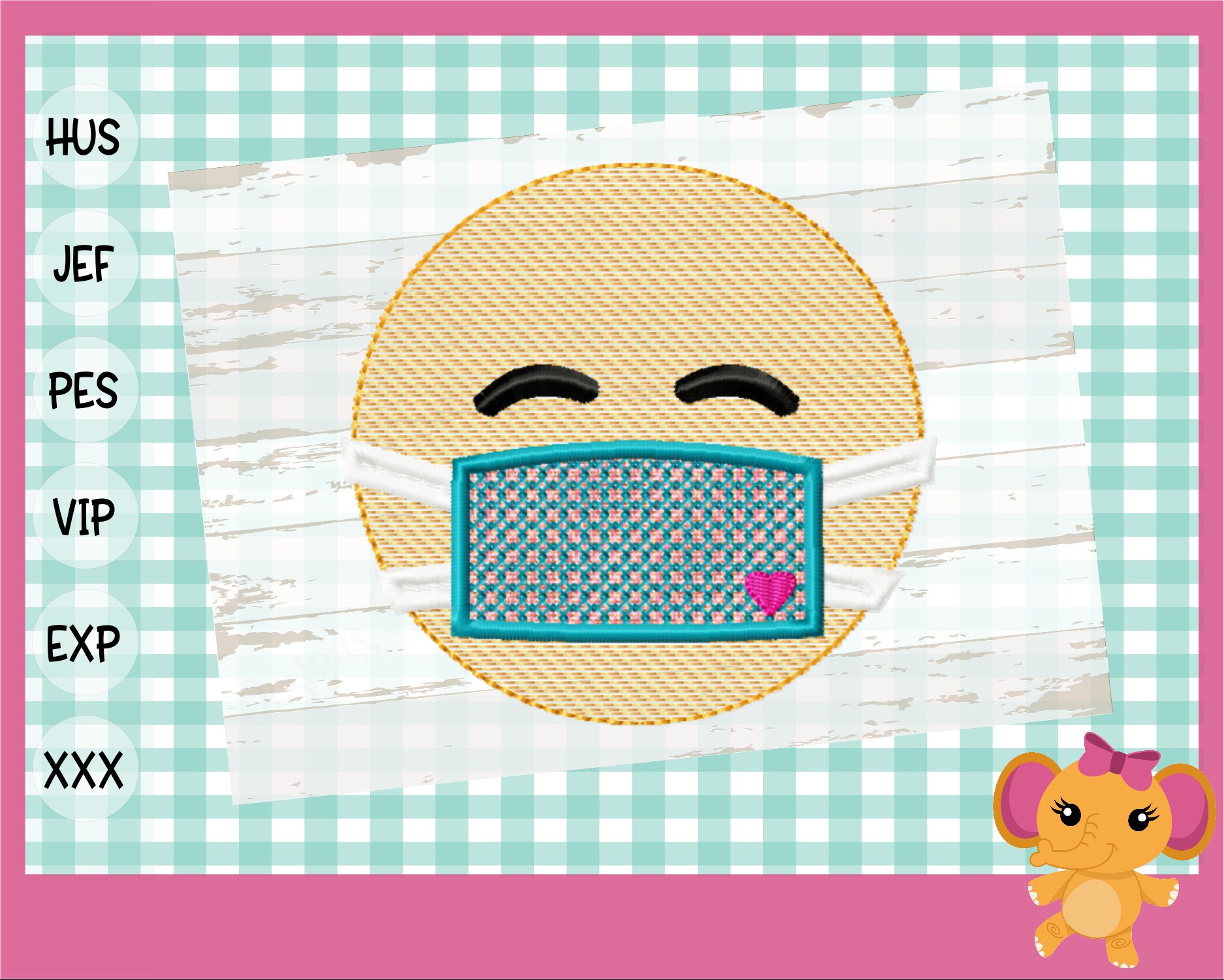 Emoji Face Mask Machine Embroidery Design Digital File | Etsy