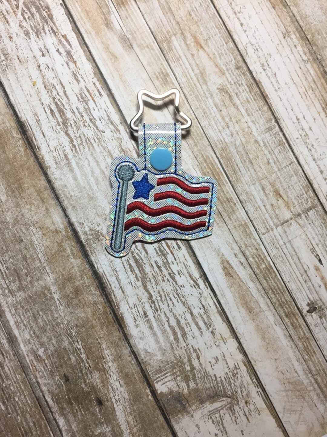 Flag Snap Tab Key Fob ITH Machine Embroidery Design Digital File. - Etsy