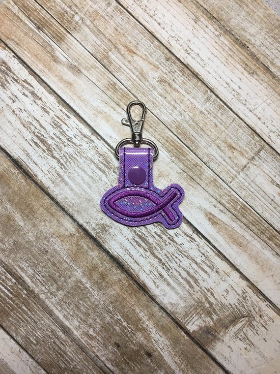 Faith Fish Snap Tab Key Fob ITH Machine Embroidery Designs - Etsy