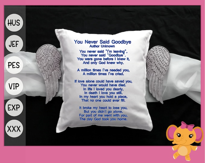 Sympathy Grief Loss Embroidery Design for 4x4, 5x7, and 6x10 Inch Hoops ...