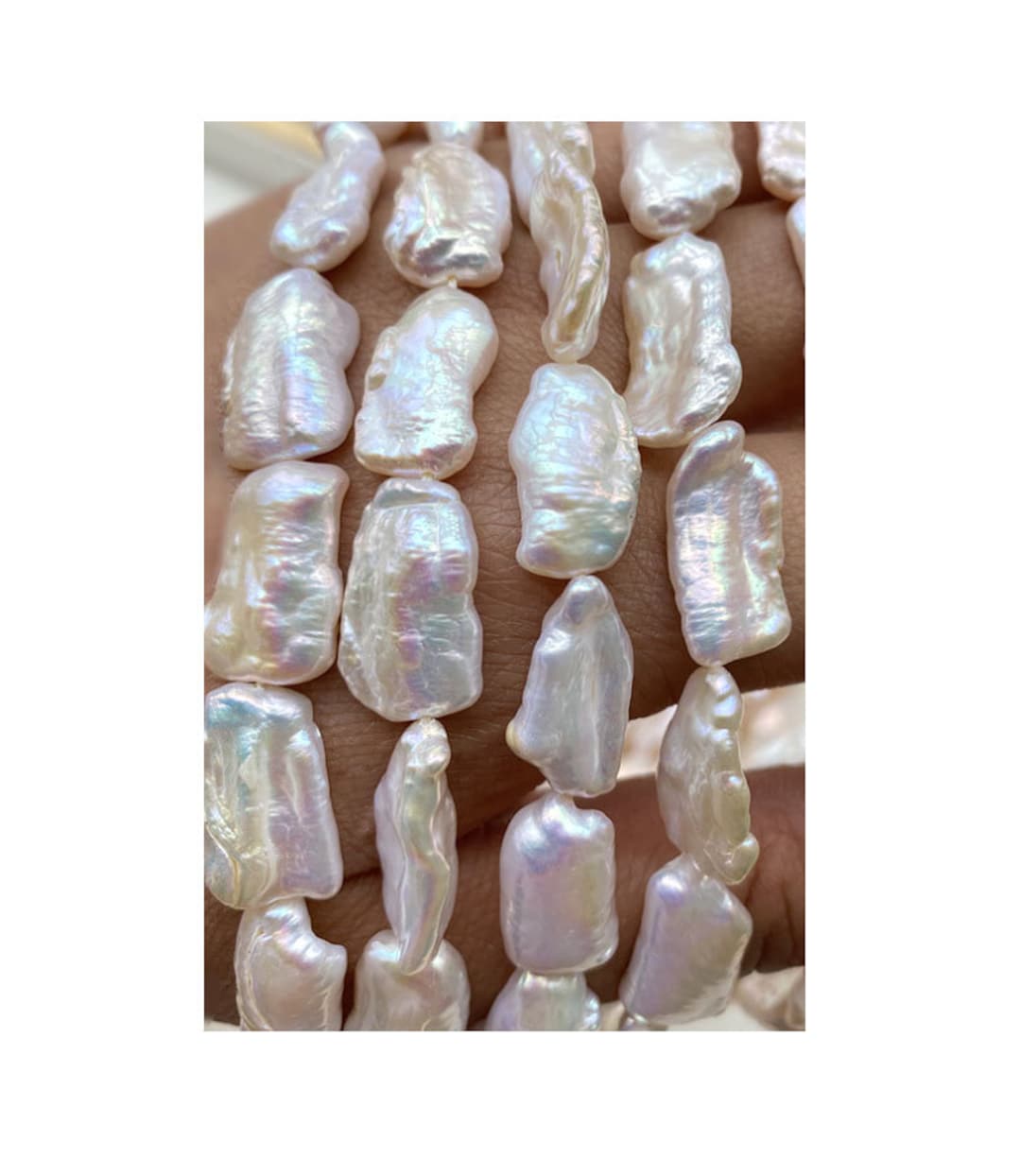 8-10x15-18mm Biwa Pearl, Long Drilled Stick Pearls, Natural White Biwa ...