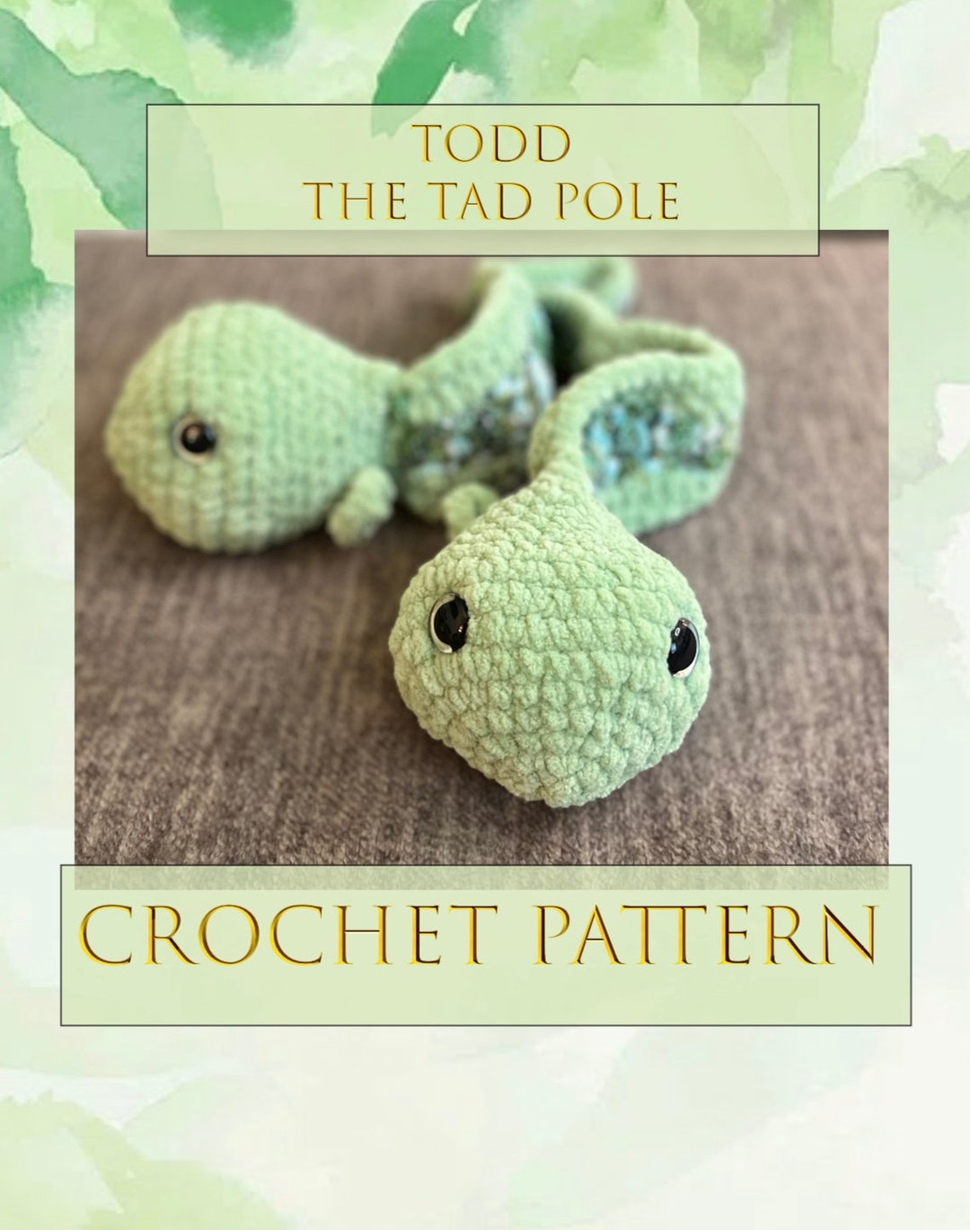 Todd the Tad Pole, Crochet Pattern, Baby Frog, Crochet Tad Pole, Tad ...