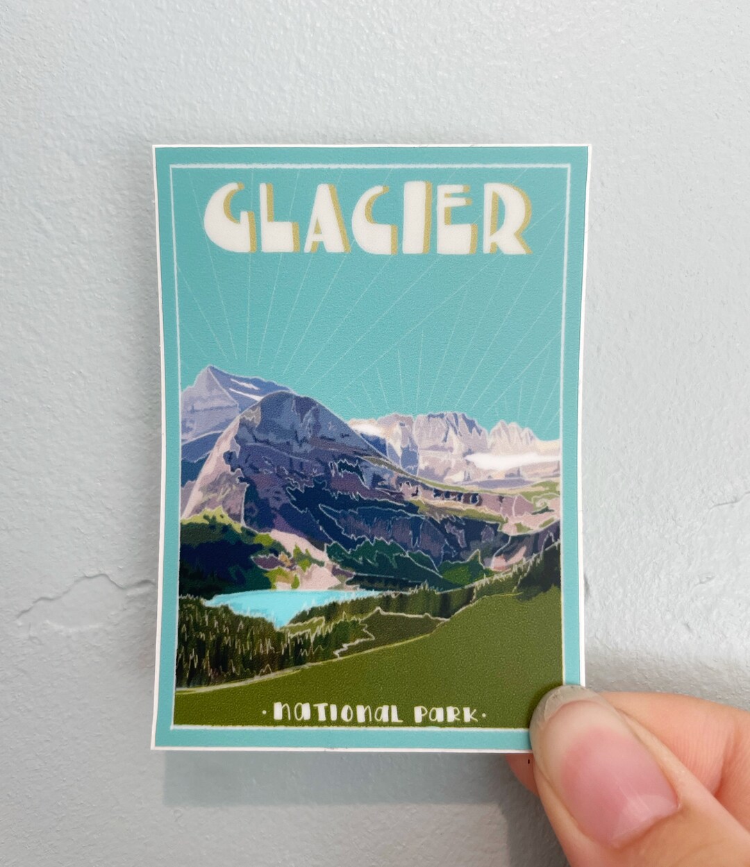 Glacier National Park Postcard Water Bottle Sticker - Etsy