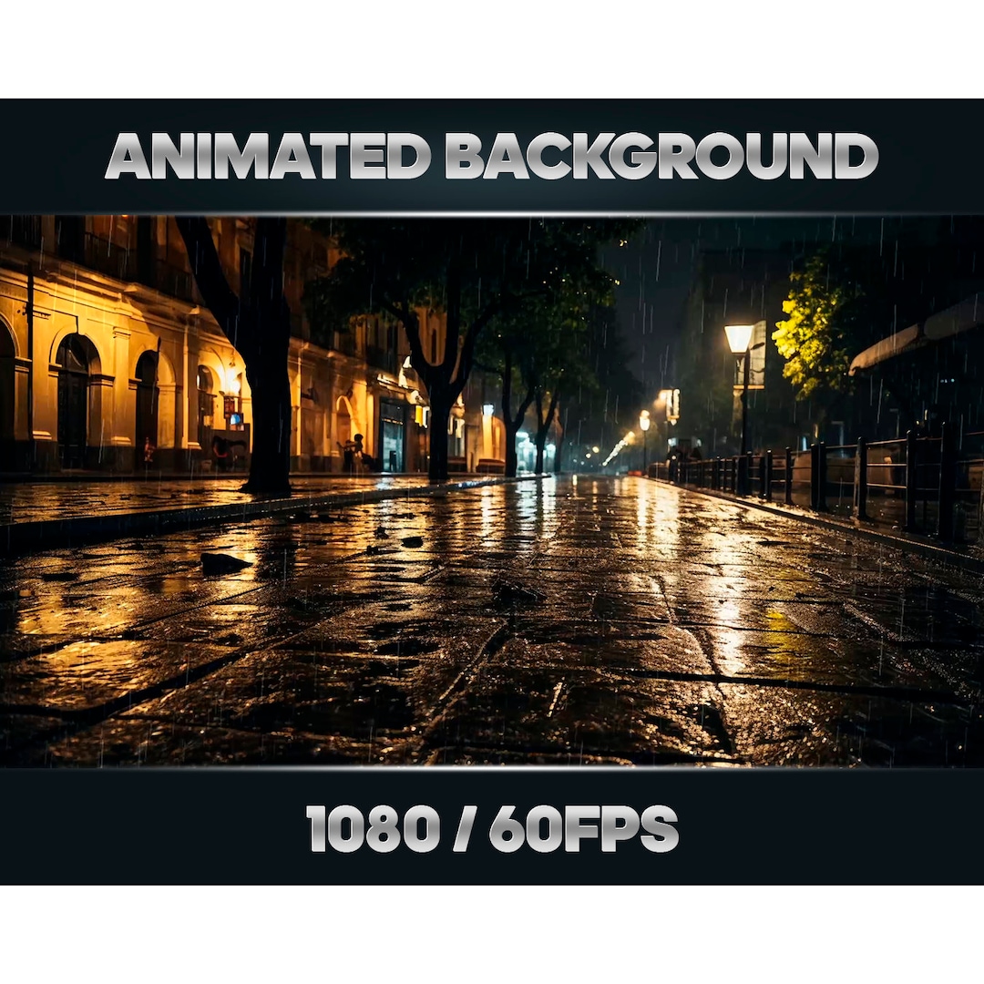 ANIMATED BACKGROUND for Vtuber, Rainy Street in Classic Style, Looped ...