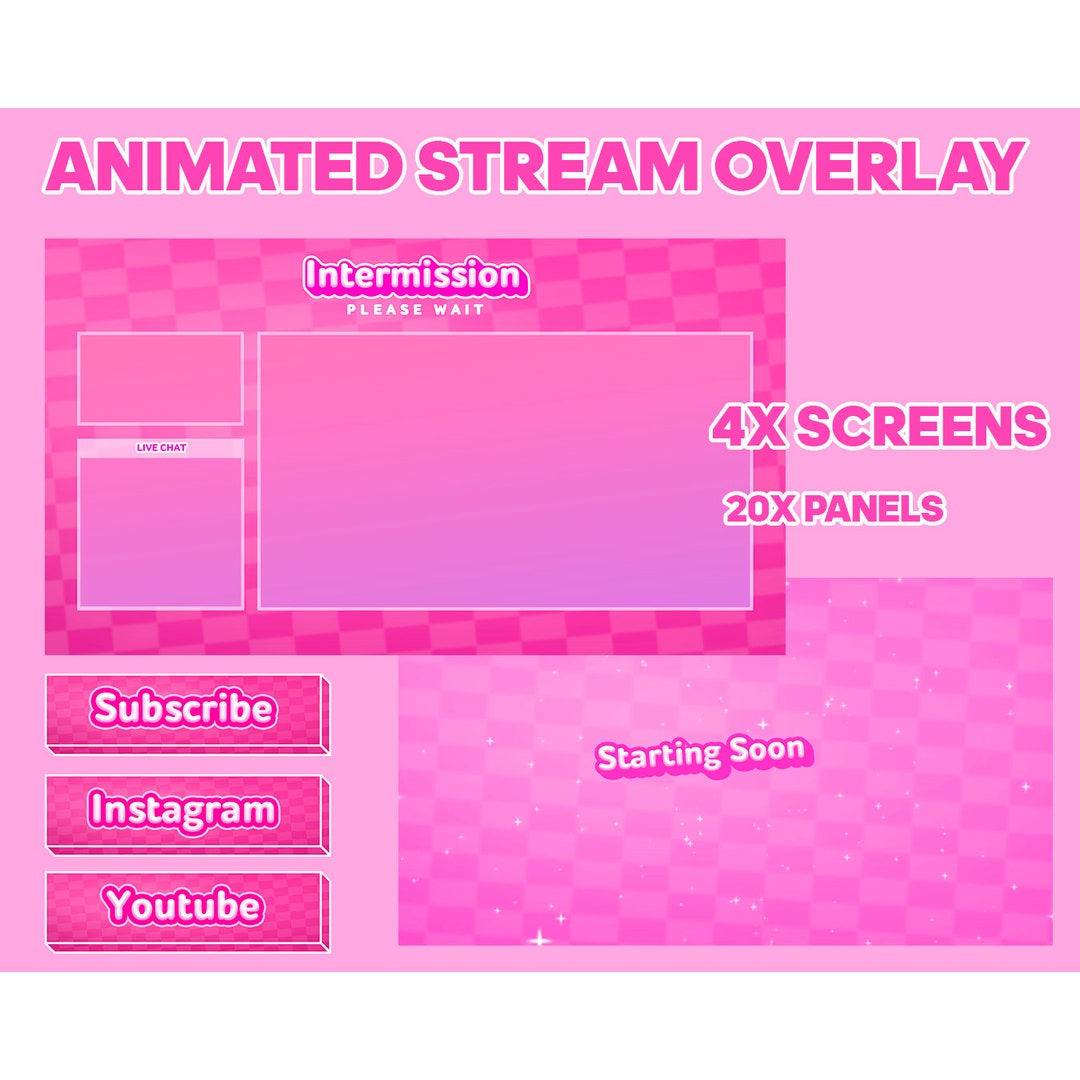 Animated Stream Overlay + Scenes Pack Pink Twitch - Etsy