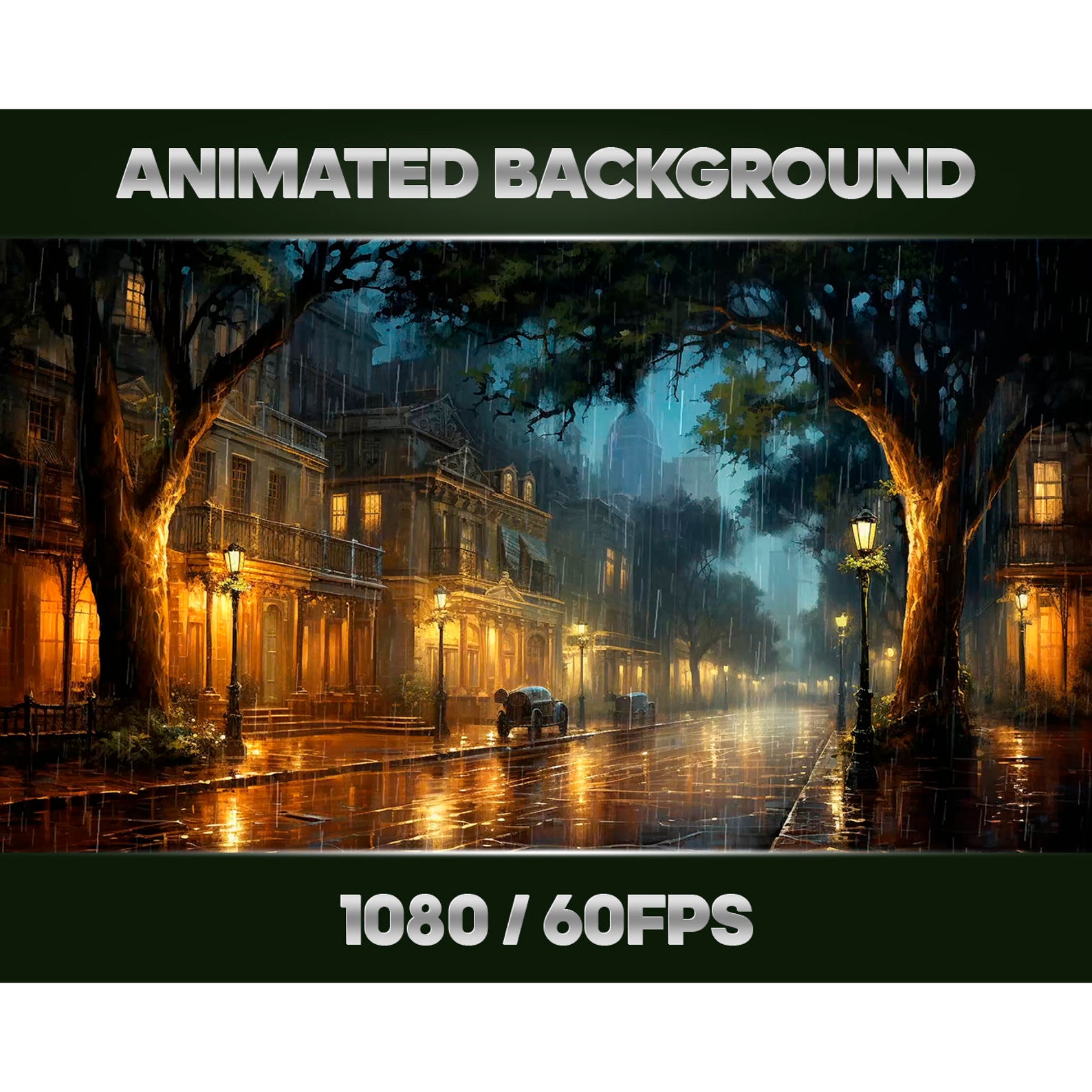 ANIMATED BACKGROUND for Vtuber, Rainy Street With Lanterns, Looped ...