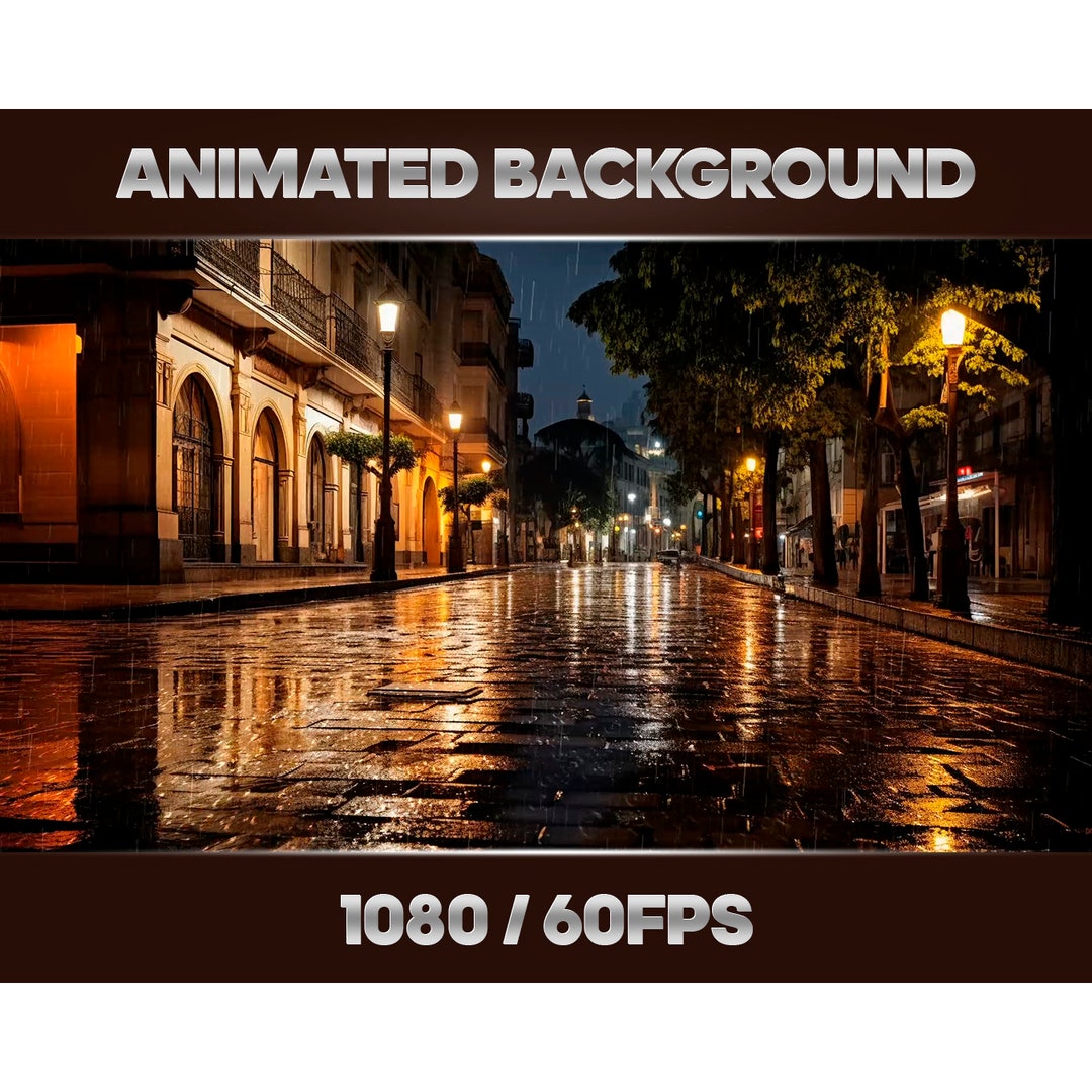 ANIMATED BACKGROUND for Vtuber, Rainy Street in Classic Style, Looped ...