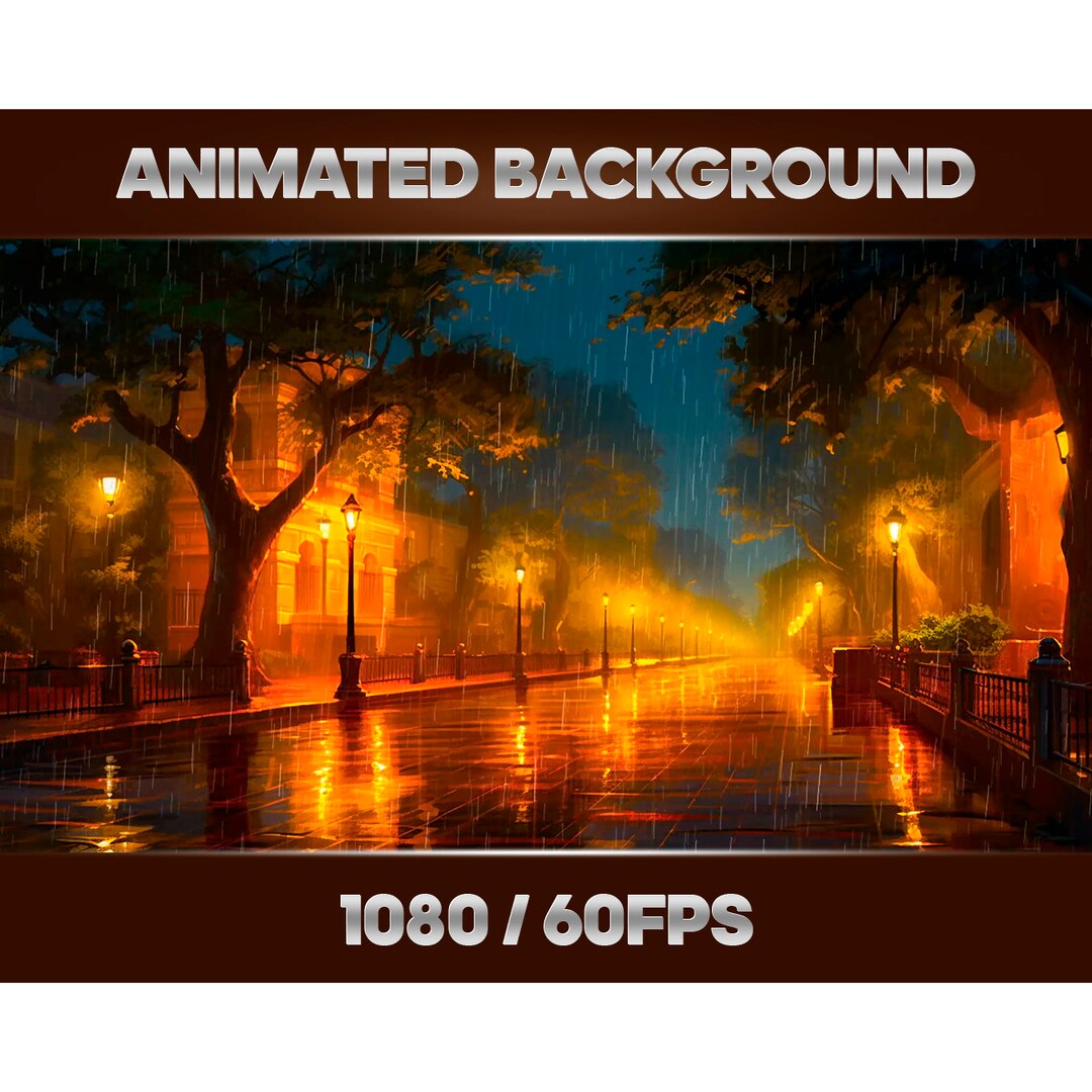 ANIMATED BACKGROUND for Vtuber, Rainy Street With Lanterns, Looped ...