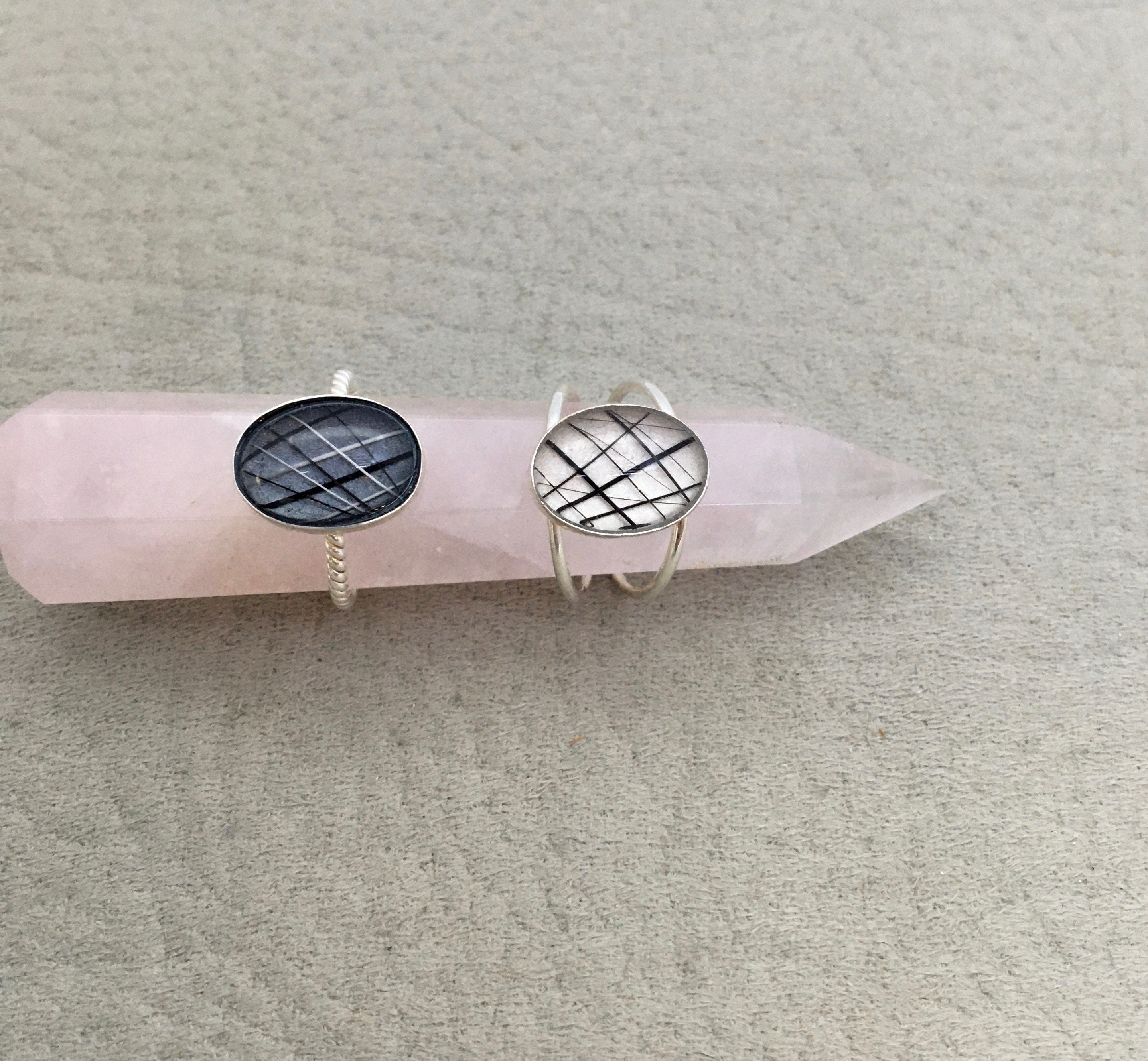 Sterling Silver Oval Whisker Rings | Etsy