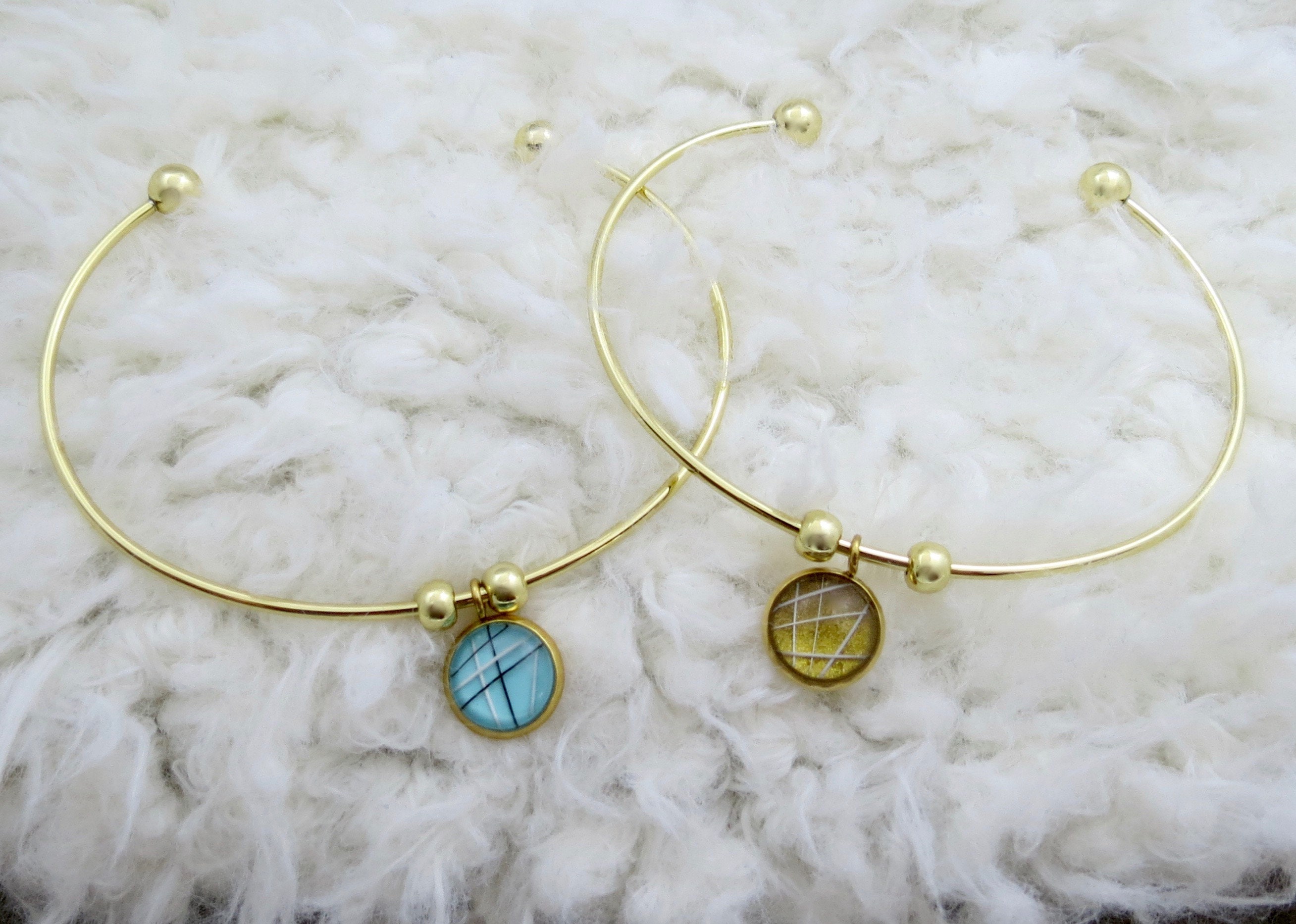 14K Gold Plated Whisker Charm Bracelet Bangle - Etsy