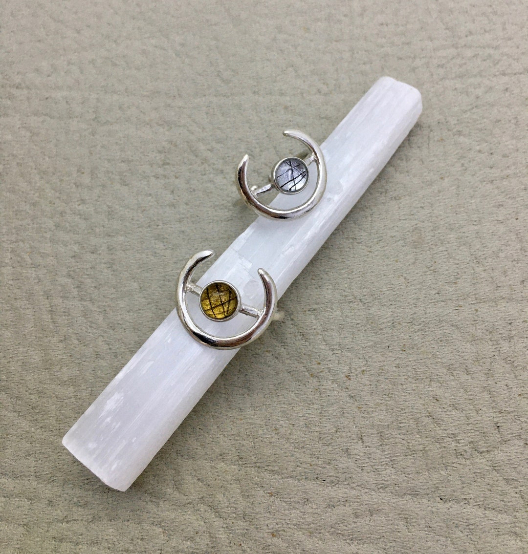 Winter Solstice - Sterling Silver or Raw Brass Crescent Moon Whisker ...