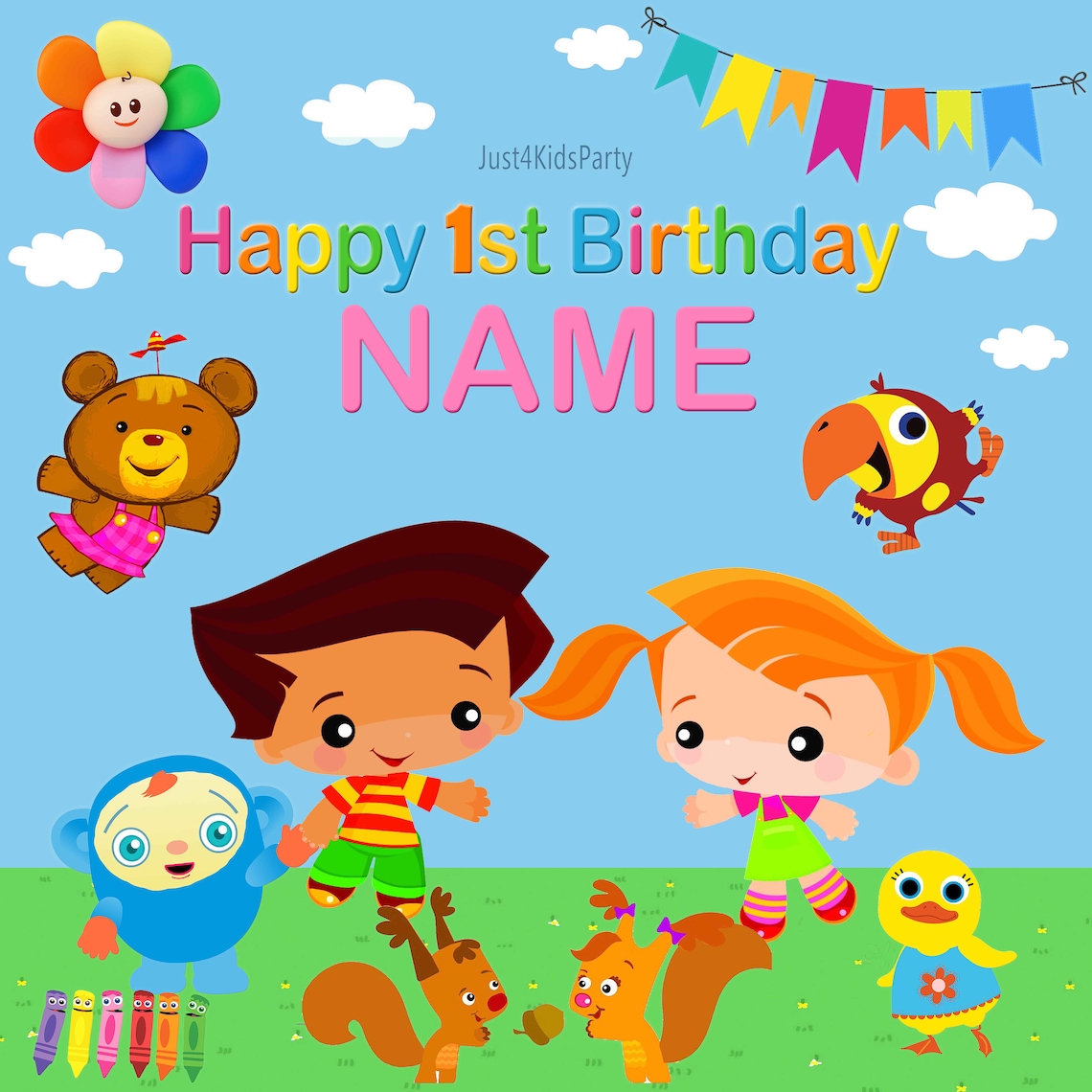 Digital Baby First TV Birthday Backdrop. Personalized Baby | Etsy