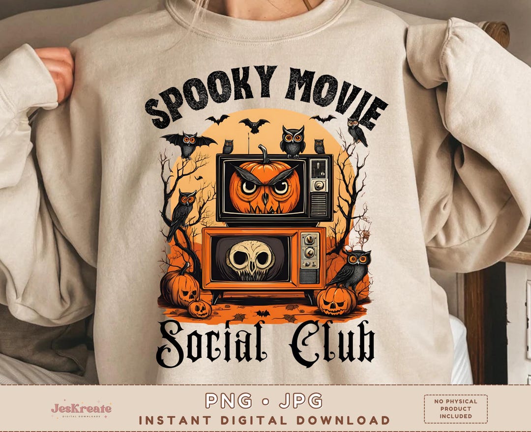 Spooky Movie Social Club Halloween Png Jpg | Trendy Funny Halloween Png ...