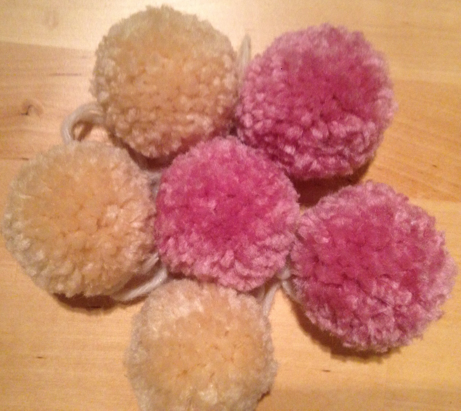 Strawberry and Cream Pom Poms, Made to Order a Group of 6 Pink and ...