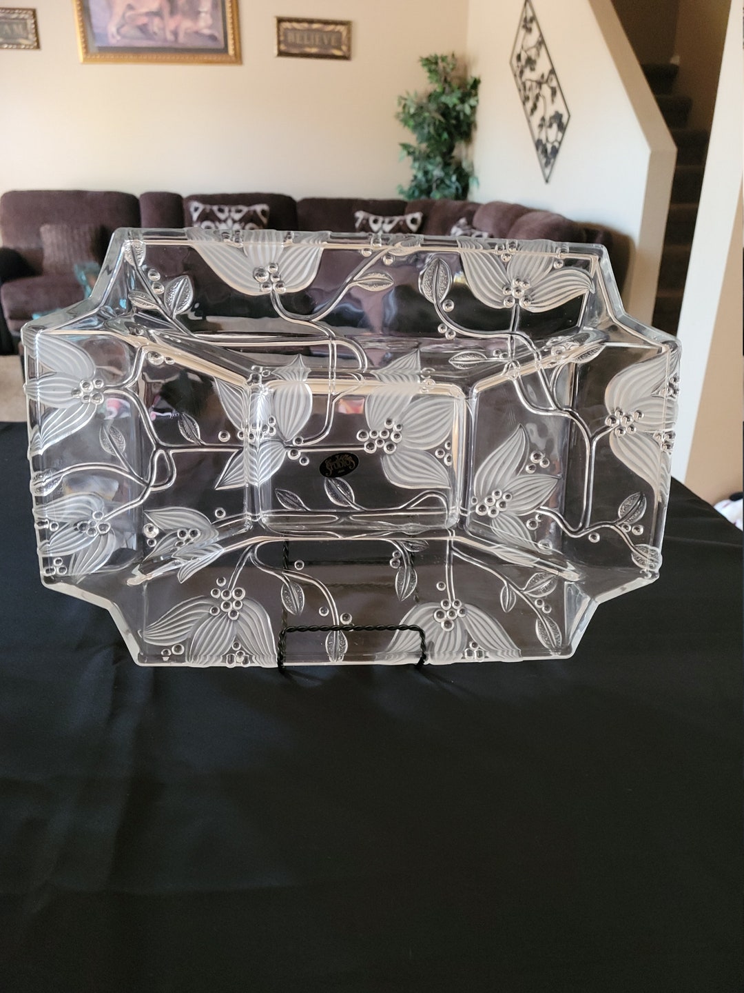 Crystal Serving Tray/by Crystal Clear Studios Japan/frosted Floral ...